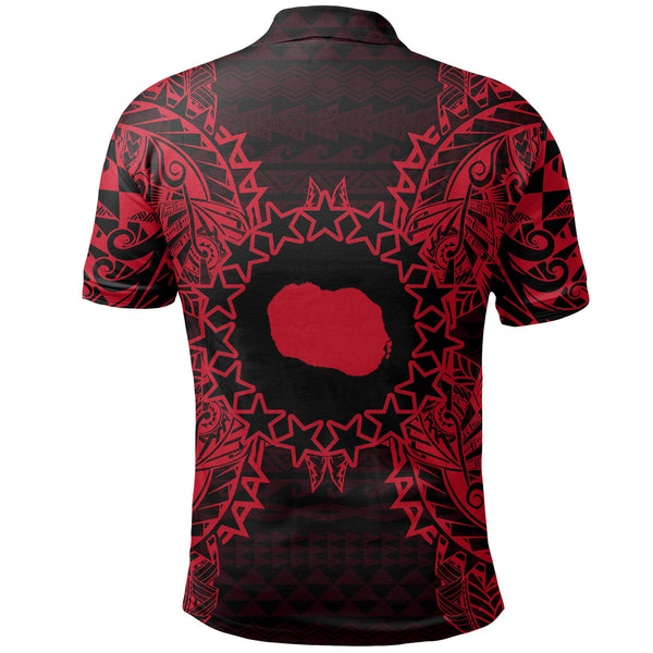 Cook Islands Polo Shirt Kuki Airani Flag Map Polynesian Tattoo Red