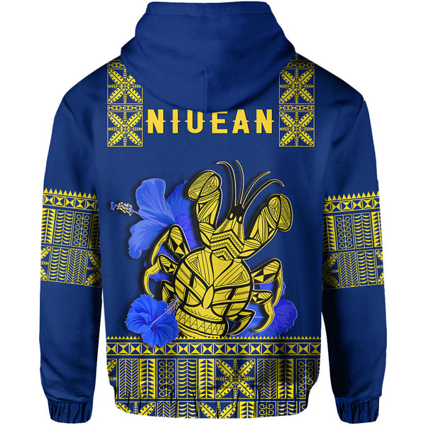 Niue Hoodie Happy Constitution Day Niuean Hiapo Crab With Map LT14