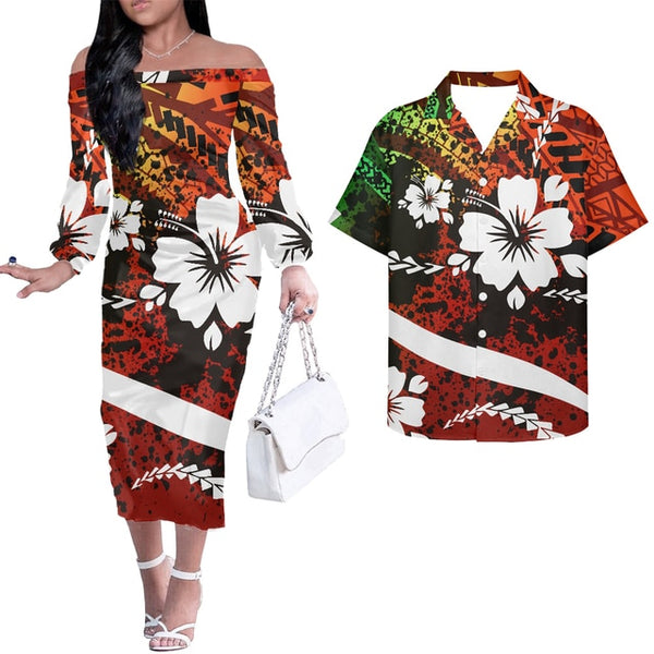 Hawaii Hibiscus Flowers Tribal Polynesian Matching Tropical Outfits For ...