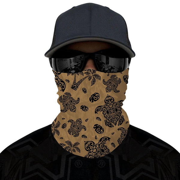 Hawaii Bandana Polynesian Turtle Palm And Sea Pebbles Gold