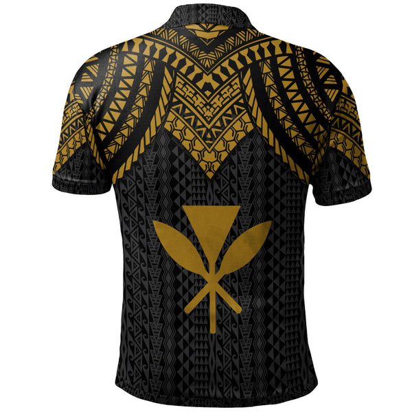 Hawaii Polo Shirt Polynesian Armor Style Gold