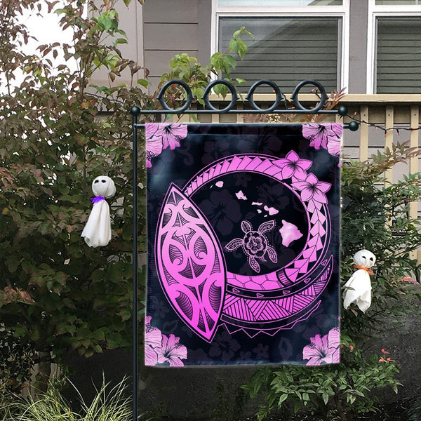 Hawaii Turtle Hibiscus Map Polynesian Flag Pink - AH