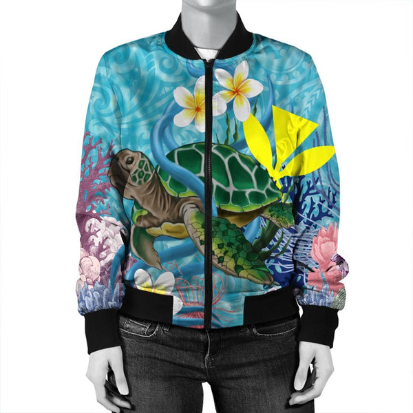 Hawaii Turtle Sea Cotral Polynesian Bomber Jacket - AH