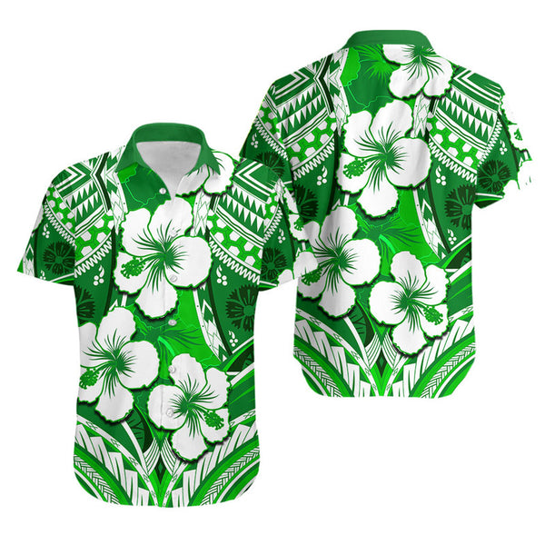 Hibiscus Hawaiian Shirt Fiji Patterns Green LT6