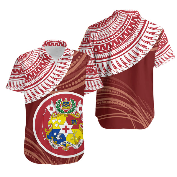 Sila Tonga Polynesian Wing Red Matching Dress and Hawaiian Shirt LT6a