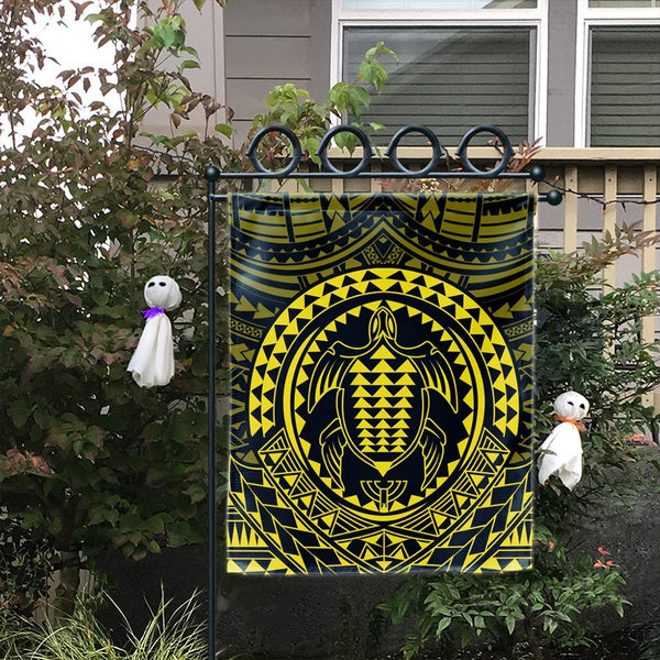 Hawaiian Kakau Honu Arc Polynesian Yellow Flag - AH