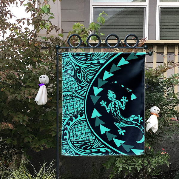 Hawaiian Map Gecko Tattoo Kakau Polynesian Flag Turquoise AH