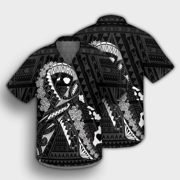 Hawaiian Map Heart Ribbon Cancer Hibiscus White Polynesian Hawaiian ...