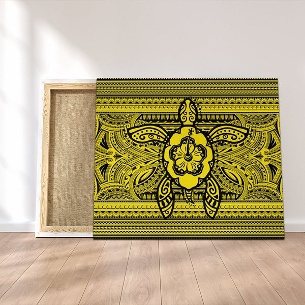 Hawaiian Turtle Polynesian Tribal Canvas Yellow AH