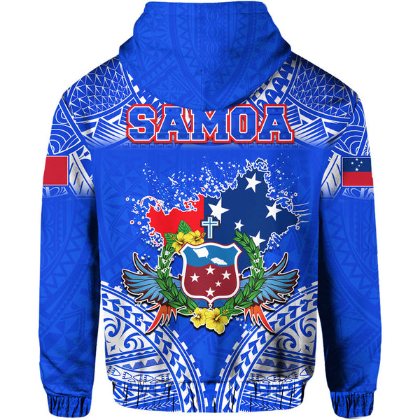 Toa Samoa Polynesian Rugby Hoodie Samoan Flag Blue Color LT9