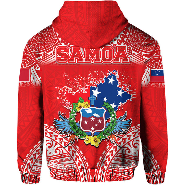 Toa Samoa Polynesian Rugby Hoodie Samoan Flag Red Color LT9