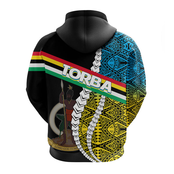 Custom Vanuatu Torba Province Hoodie Torba Flag Polynesian Pattern LT7