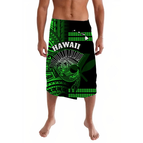 Hawaii Lavalava Kakau Warrior Helmet Gradient Green Polynesian LT14
