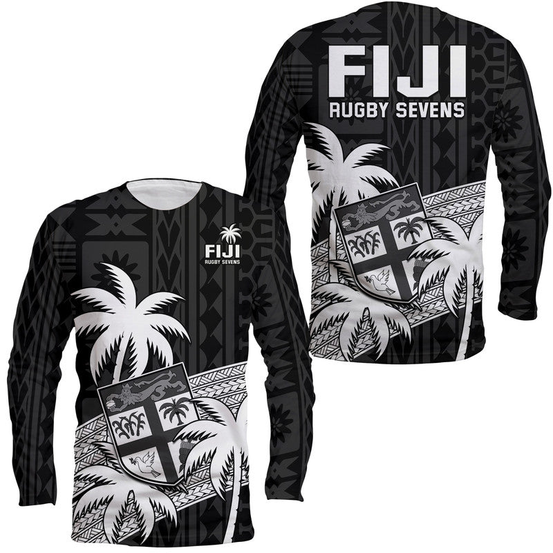 Fiji Rugby Sevens Long Sleeve Shirt Tapa Palm Tree and Fijian Coat of ...