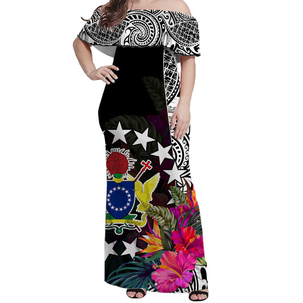 Cook Island Off Shoulder Long Dress Tribal Polynesian and Tropical ...