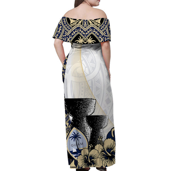 Guam Chamorro Off Shoulder Long Dress White Style LT6
