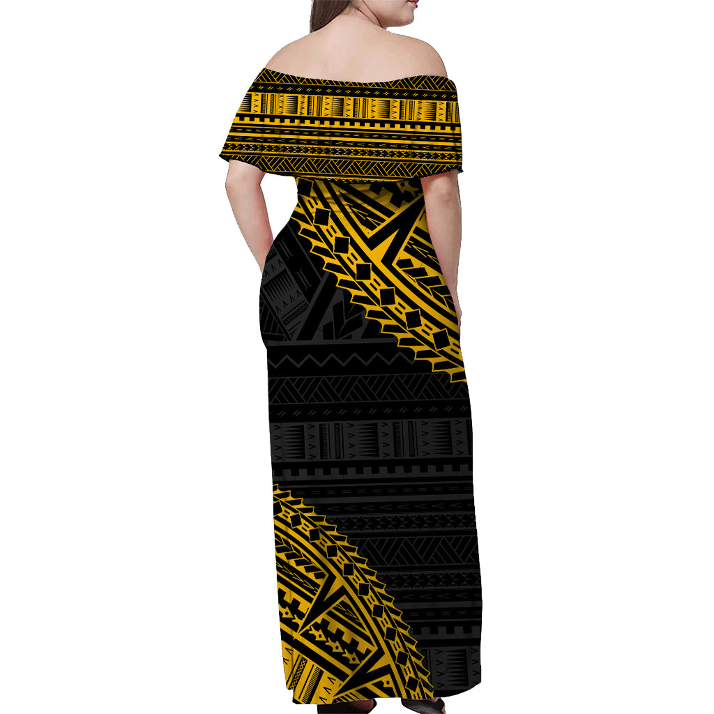 Cook Islands Tribal Personalised Off Shoulder Long Dress Island Map ...