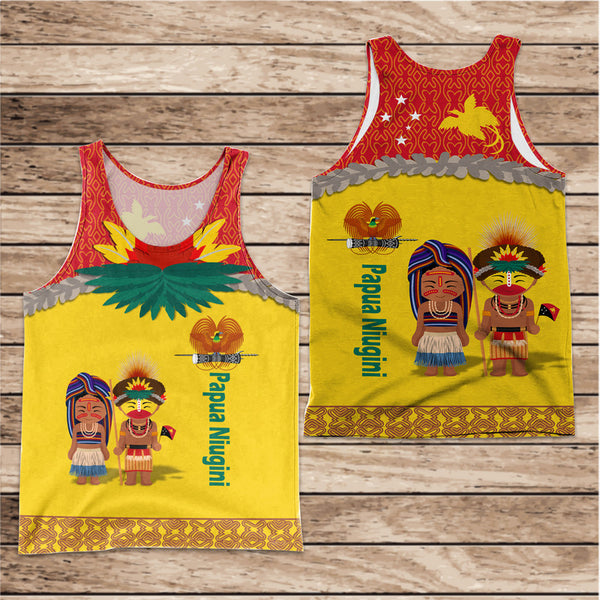 Papua New Guinea Men Tank Top Indigenous PNG Huli Tapa Style LT9