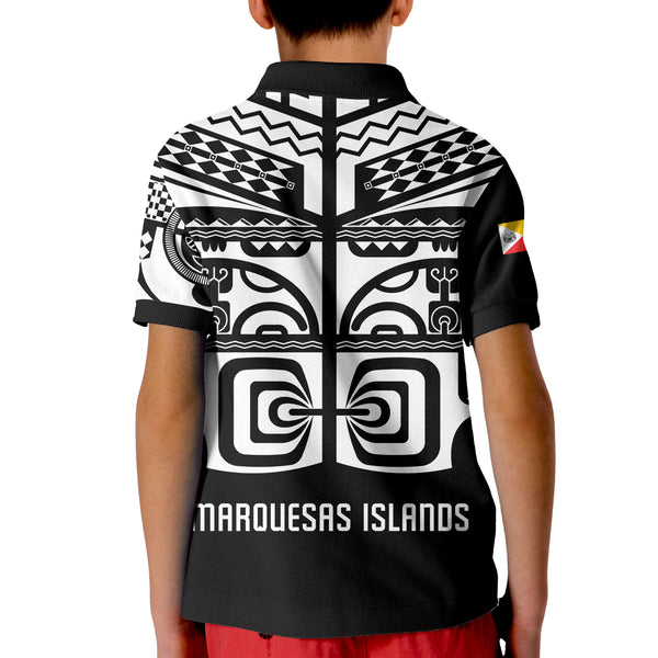 (Custom Personalised) Marquesas Islands Tiki Polo Shirt KID Marquesan ...