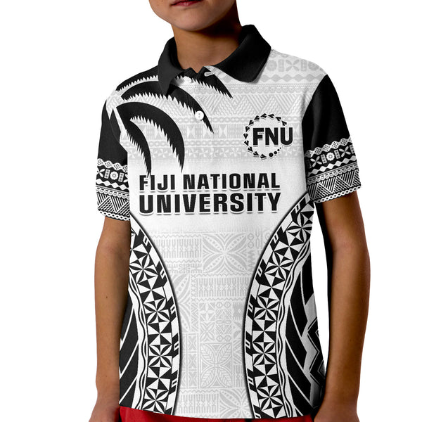 Custom Fiji University Polo Shirt National Fijian Tapa Pattern White LT14