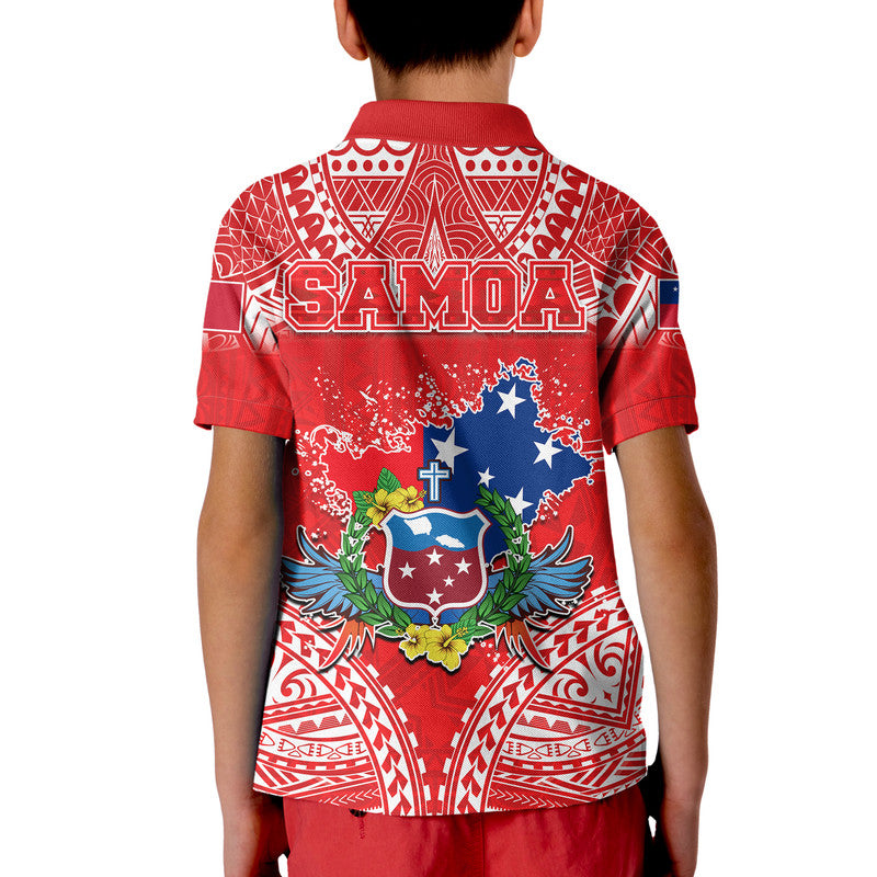 Toa Samoa Polynesian Rugby Polo Shirt Samoan Flag Red Color LT9