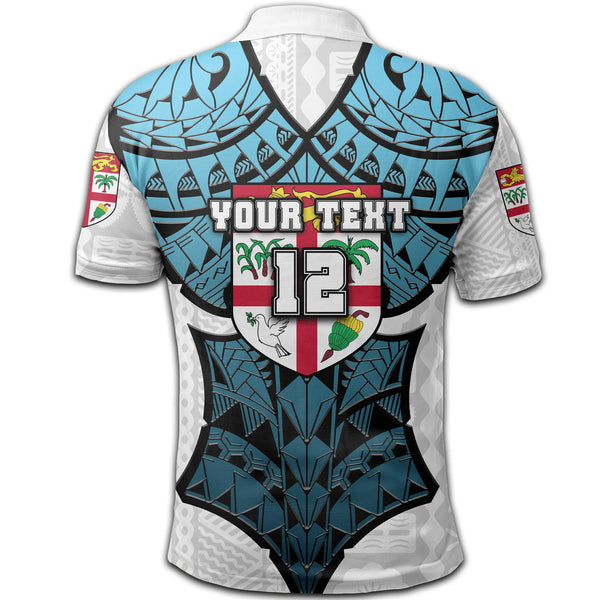 Custom Fiji Tapa Rugby Polo Shirt Armor Style White