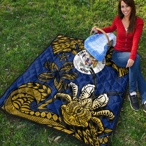 Niue Uga Premium Quilt Tribal Patterns Blue Style LT6