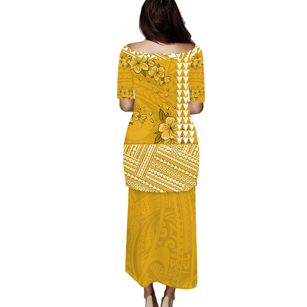 Polynesian Puletasi Dress Tropical Flower Mix Polynesian Pattern Ver.04 ...