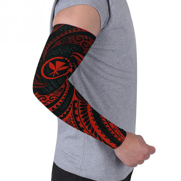 Polynesian Hawaii Arm Sleeve - Red Tribal Wave LT9