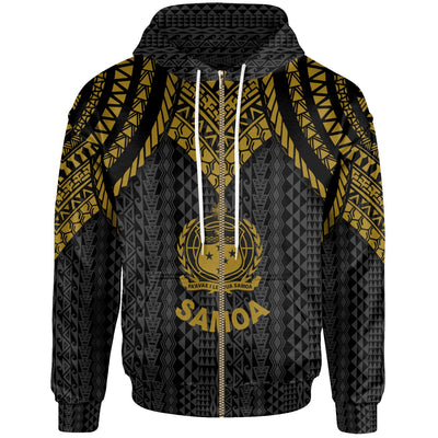 Samoa Zip up Hoodie Polynesian Armor Style Gold - Polynesian Pride