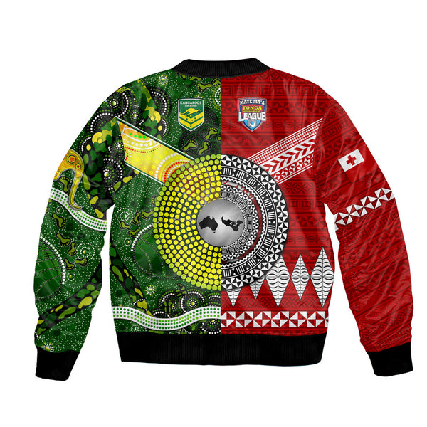 Mate Ma'a Tonga Ngatu And Australia Kangaroos Aboriginal Bomber Jacket ...