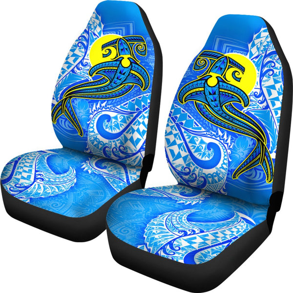 Palau Polynesian Car Seat Covers - Palau Flag with Polynesian Tattoo