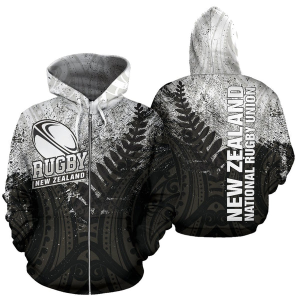 New Zealand Rugby Zip up Hoodie Maori Rugby Style