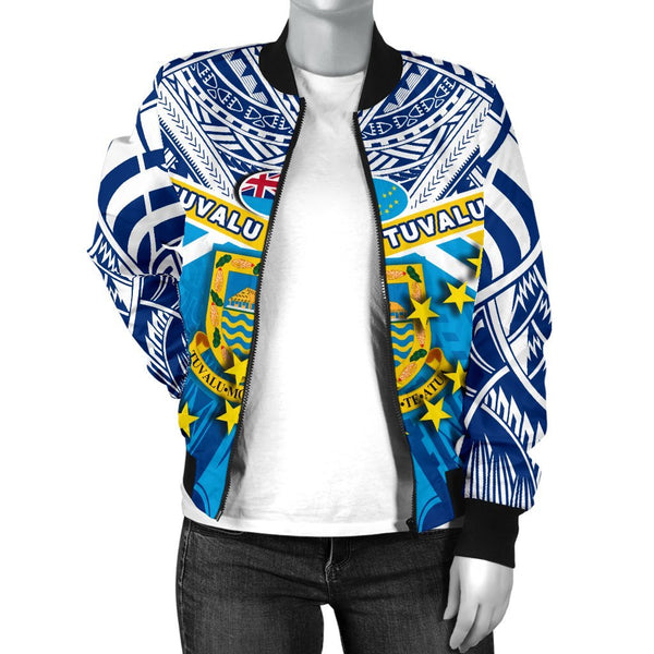 Tuvalu Rugby Women Bomber Jacket Polynesian Flag
