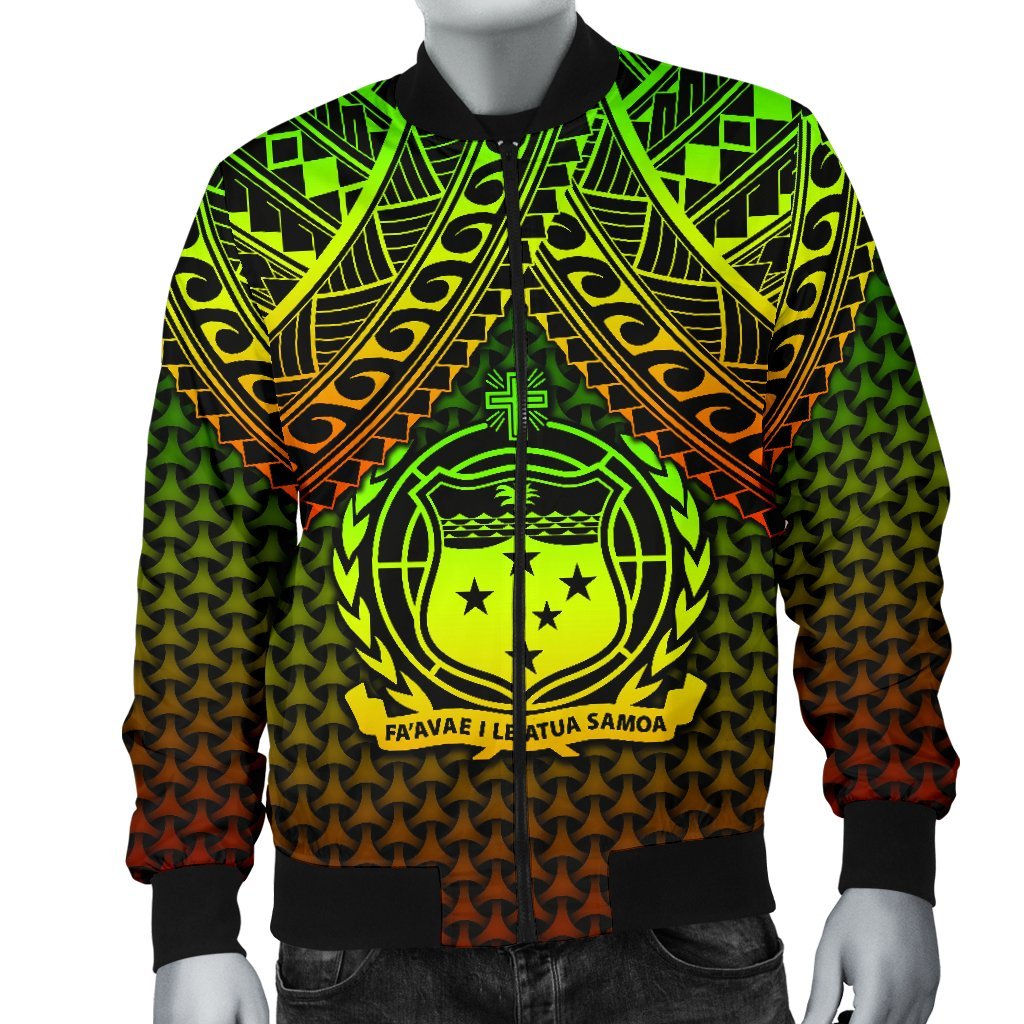 Polynesian Samoa Men's Bomber Jacket - Reggae Vintage Polynesian Patterns