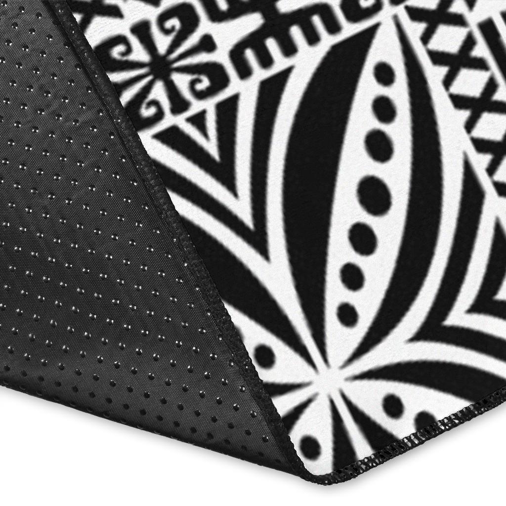 Polynesian Area Rug - Pink Hibiscus Flower With Hawaiian Tribal Motifs