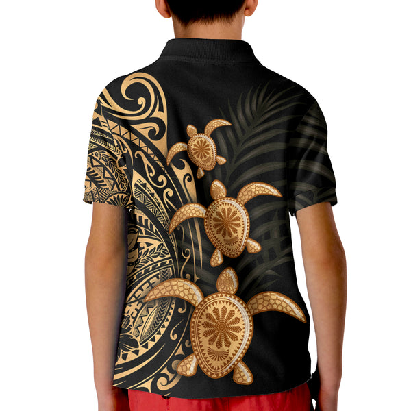 Polynesian Turtle Polo Shirt KIDS Honu Family Gold LT4