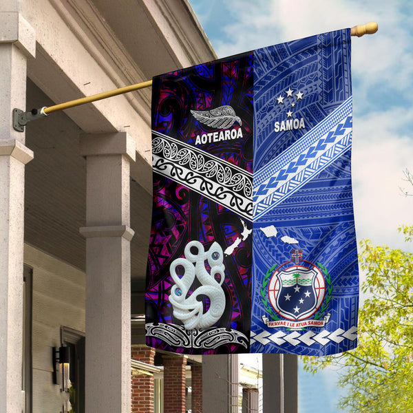 New Zealand And Samoa Flag Together - Purple LT8