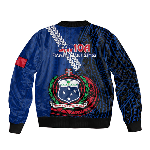 Samoa Bomber Jacket Happy Independence Day Samoan Blue Pattern LT14