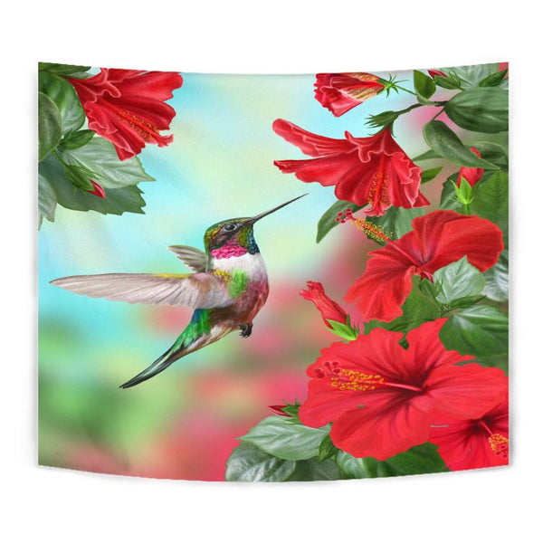 Hawaii Hummingbird Red Hibiscus Tapestry - AH