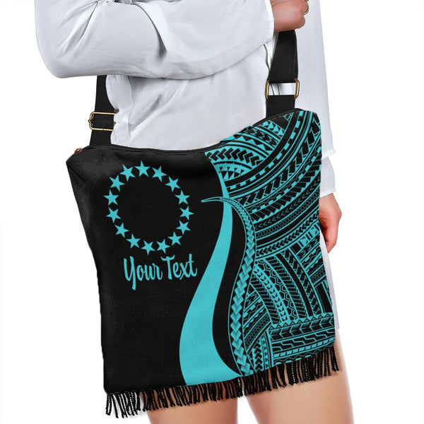 Cook Islands Custom Personalised Boho Handbag - Turquoise Polynesian ...